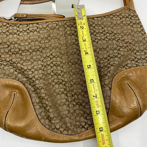 Coach | Bags | Coach M Tan Signature Jacquard Fabric Shoulder Bag ...